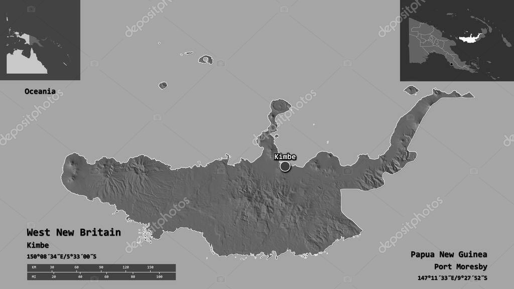 Shape of West New Britain, province of Papua New Guinea, and its ...