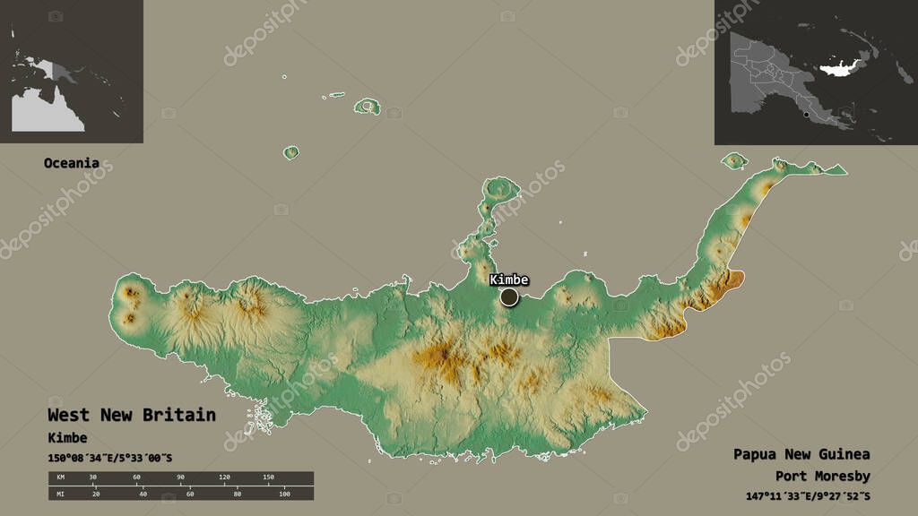 Shape of West New Britain, province of Papua New Guinea, and its ...