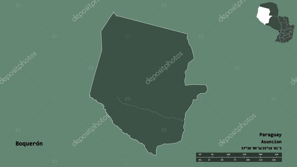 Forma de Boqueron, departamento de Paraguay, con su capital aislada ...