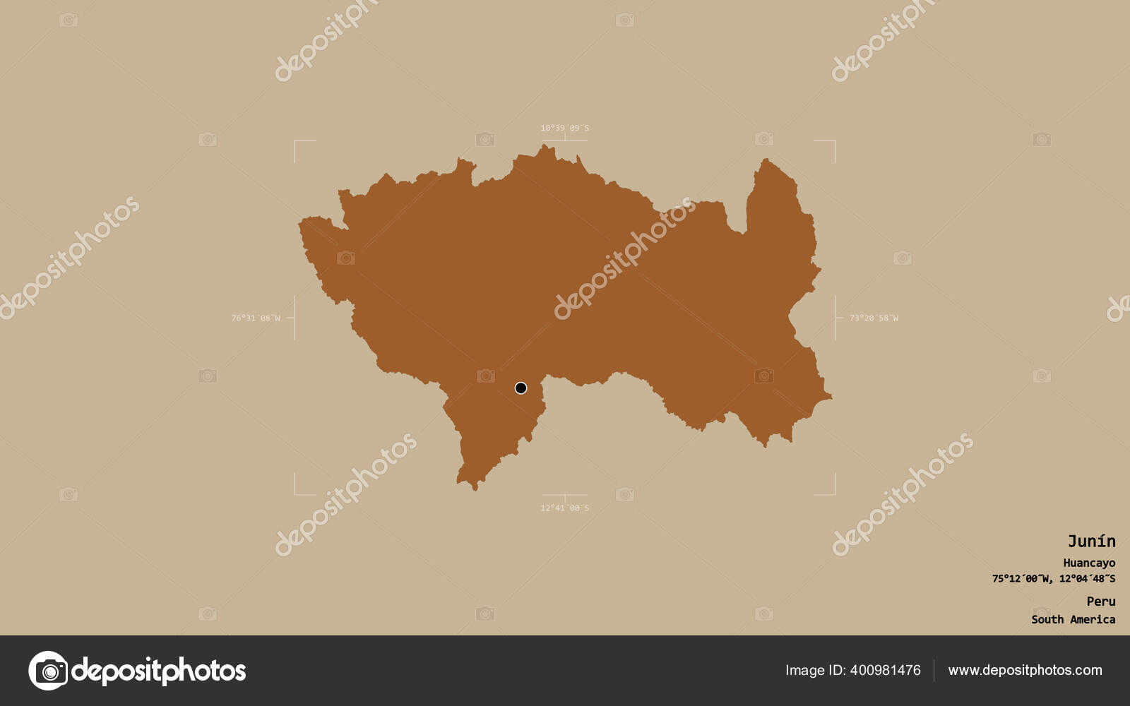 Area Junin Region Peru Isolated Solid Background Georeferenced Bounding ...