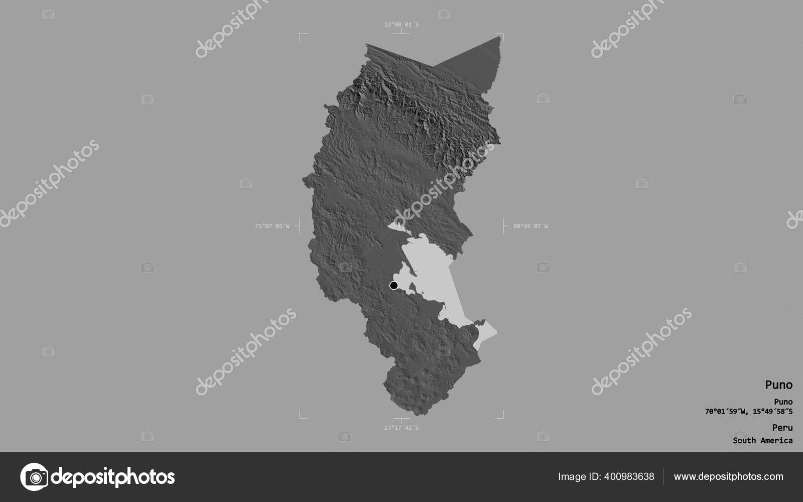 Area Puno Region Peru Isolated Solid Background Georeferenced Bounding ...