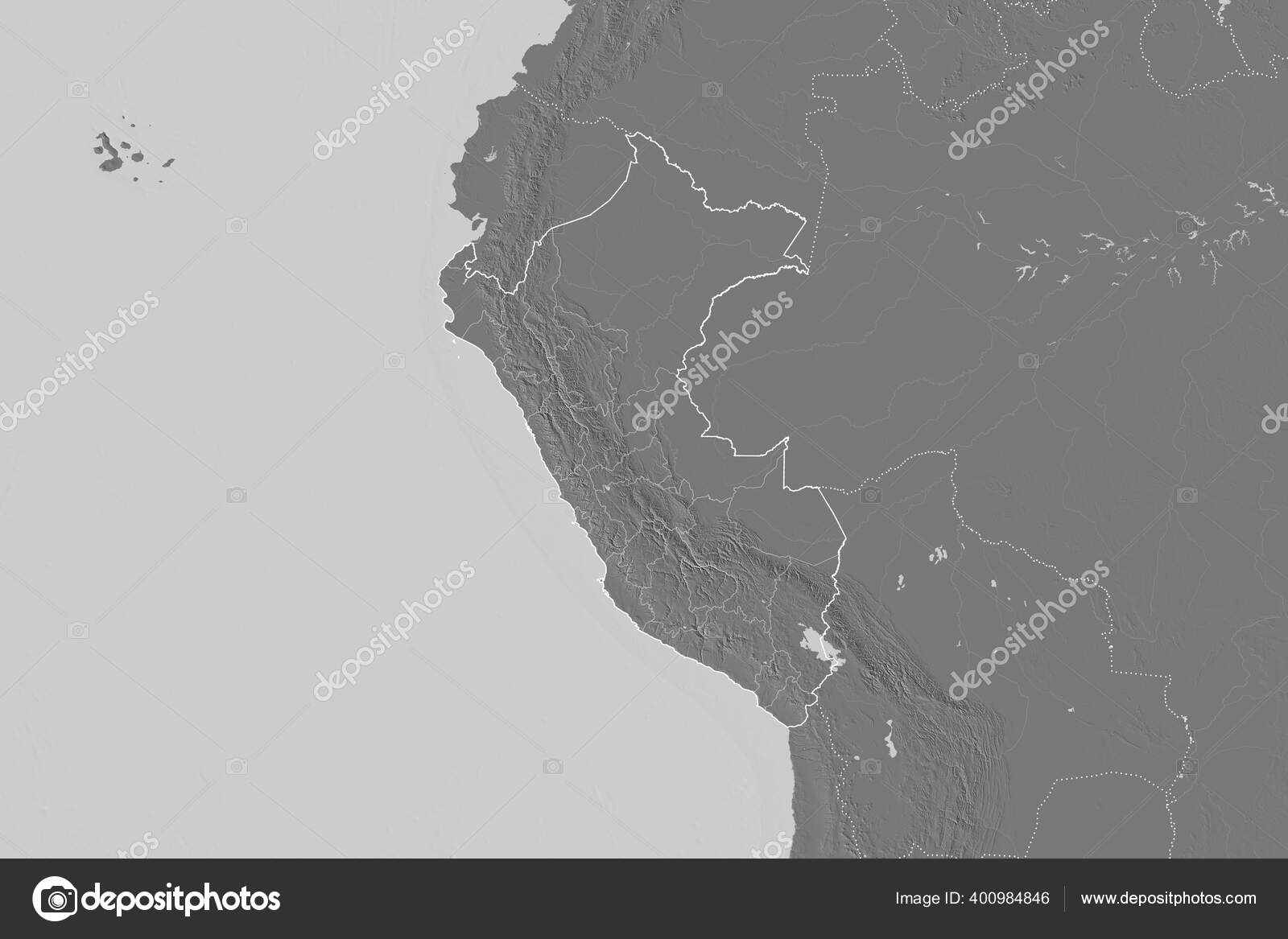 Extended Area Peru Country Outline International Regional Borders ...