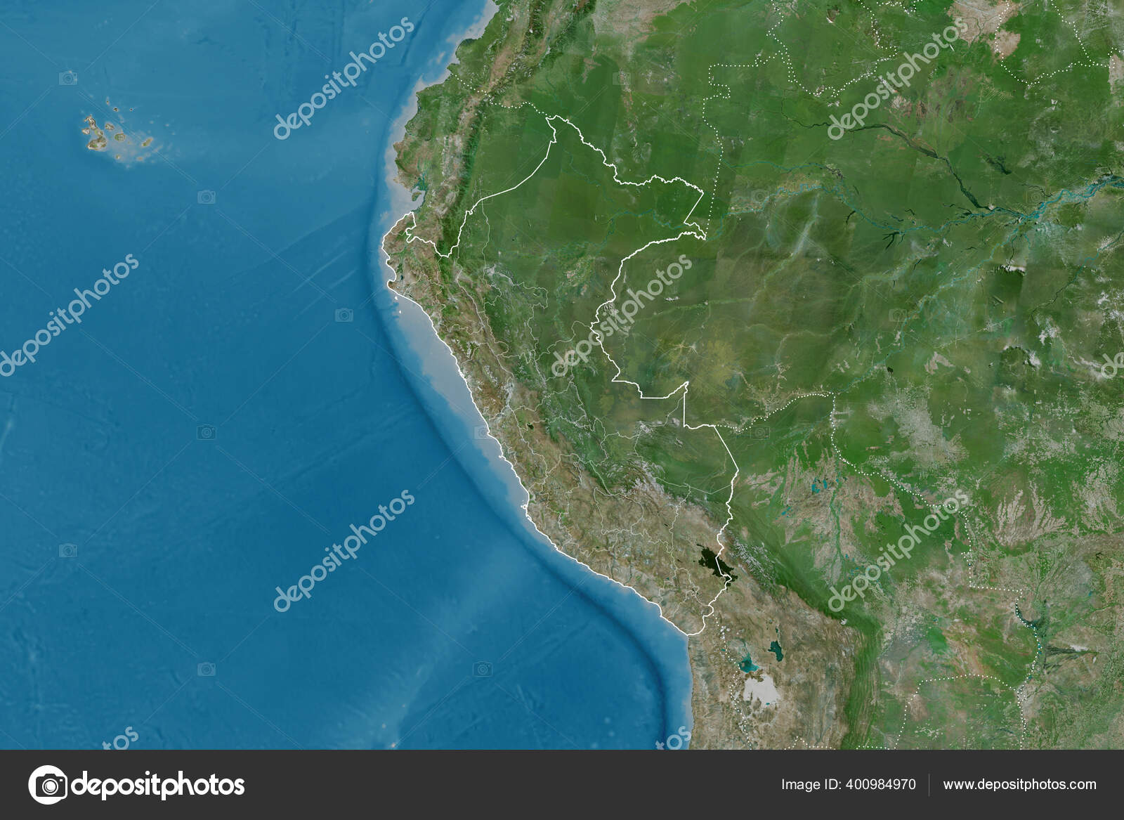 Extended Area Peru Country Outline International Regional Borders ...