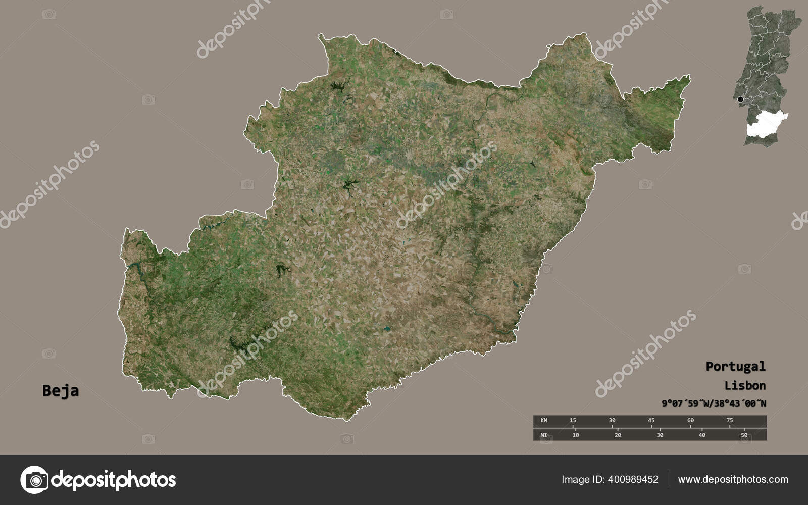 Shape Beja District Portugal Its Capital Isolated Solid Background ...