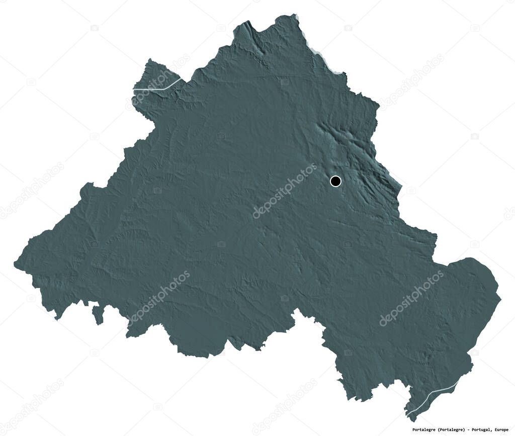 Forma de Portalegre, distrito de Portugal, con su capital aislada sobre ...