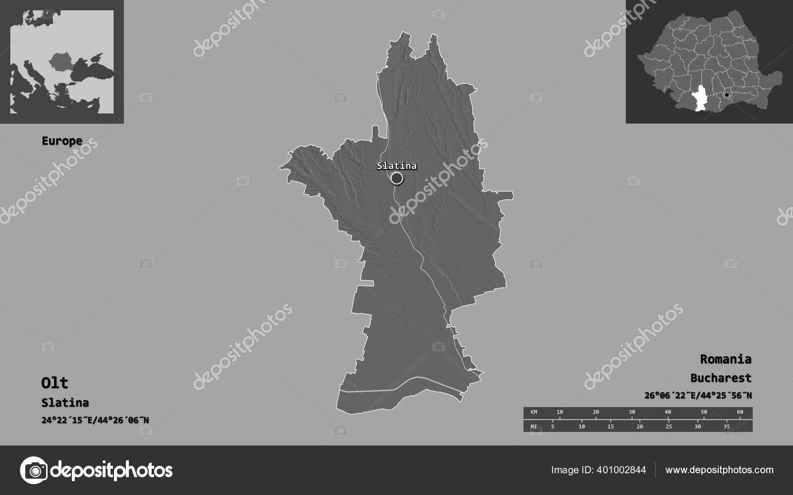 Shape Olt County Romania Its Capital Distance Scale Previews Labels ...