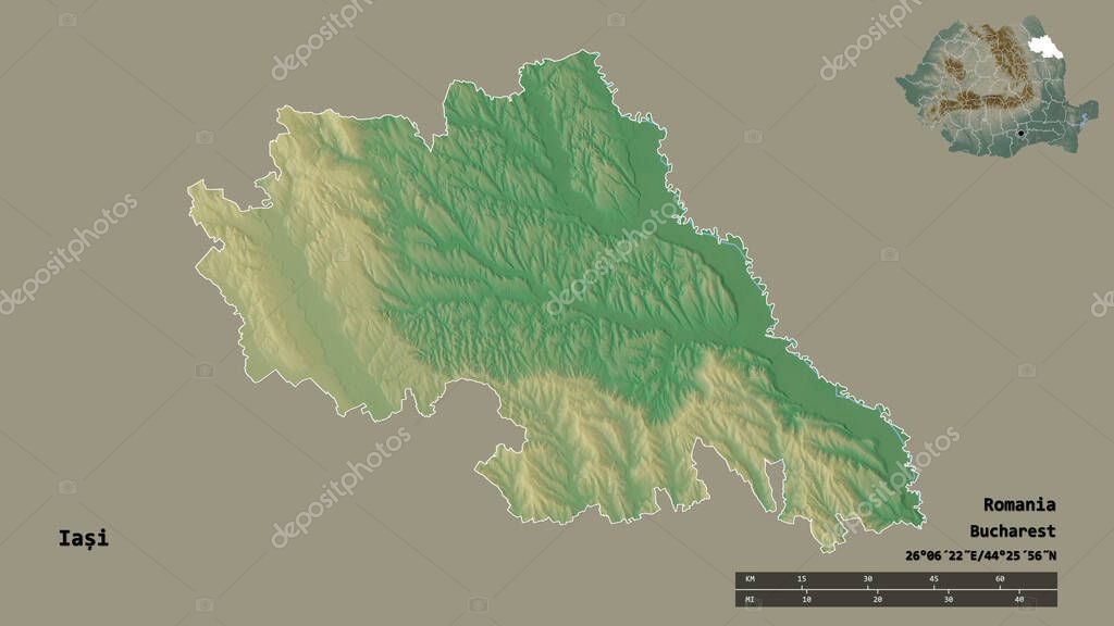 Forma de Iasi, provincia de Rumania, con su capital aislada sobre un ...