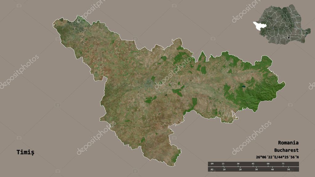 Forma de Timis, provincia de Rumania, con su capital aislada sobre un ...