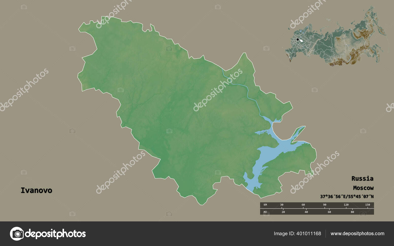 Shape Ivanovo Region Russia Its Capital Isolated Solid Background ...