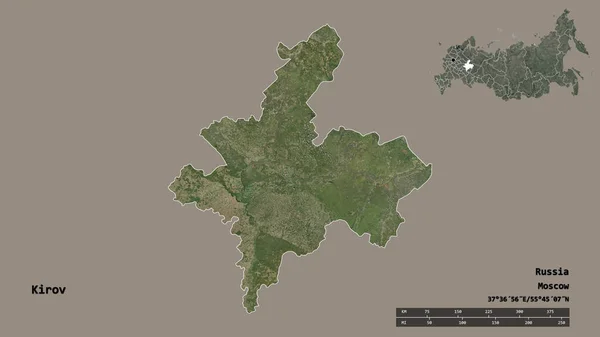 Shape of Kirov, region of Russia, with its capital isolated on solid ...