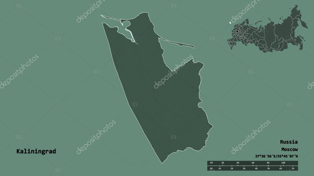 Forma de Kaliningrado, región de Rusia, con su capital aislada sobre un ...