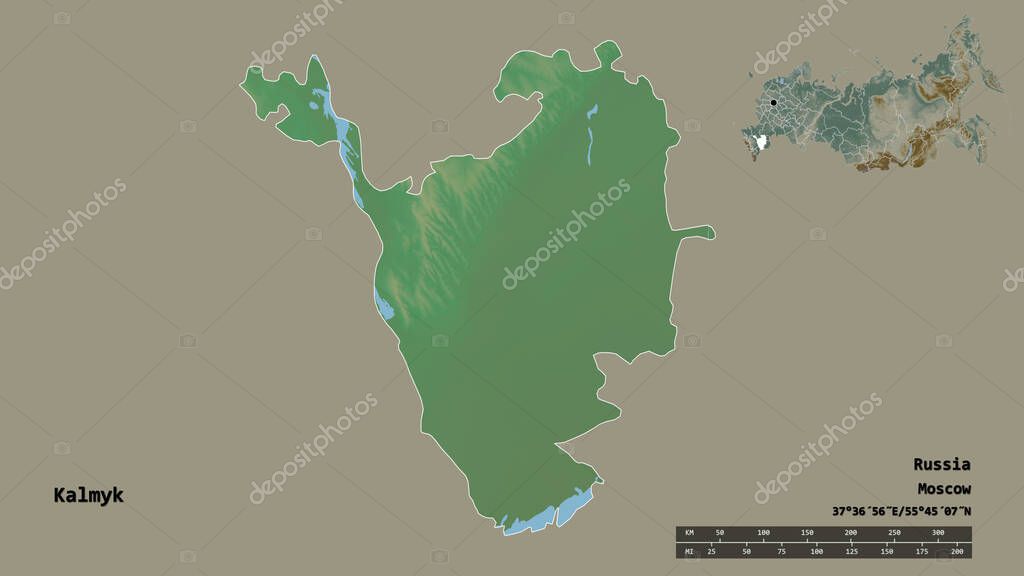 Forma de Kalmyk, república de Rusia, con su capital aislada sobre un ...