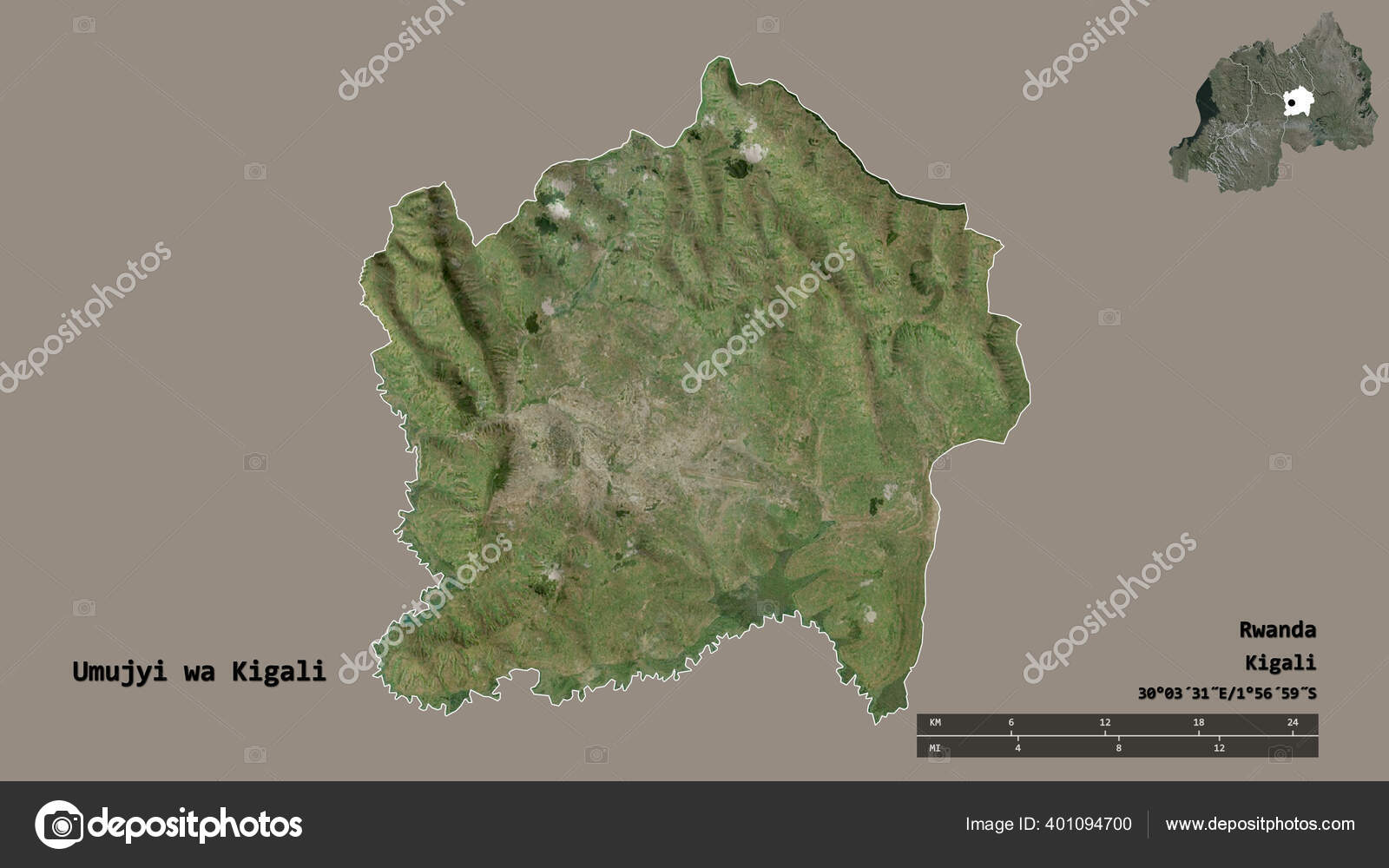 Shape Umujyi Kigali Province Rwanda Its Capital Isolated Solid ...