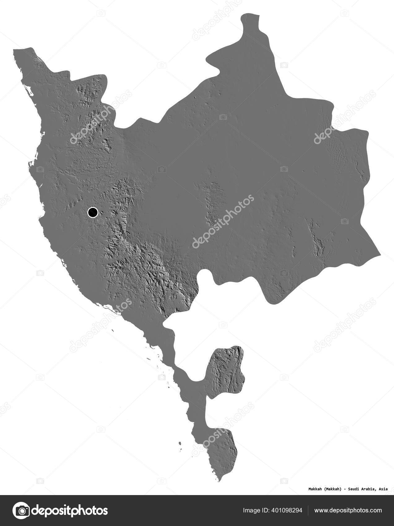 Forma Meca Región Arabia Saudita Con Capital Aislada Sobre Fondo ...