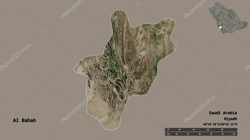 Forma de Al Bahah, región de Arabia Saudita, con su capital aislada ...