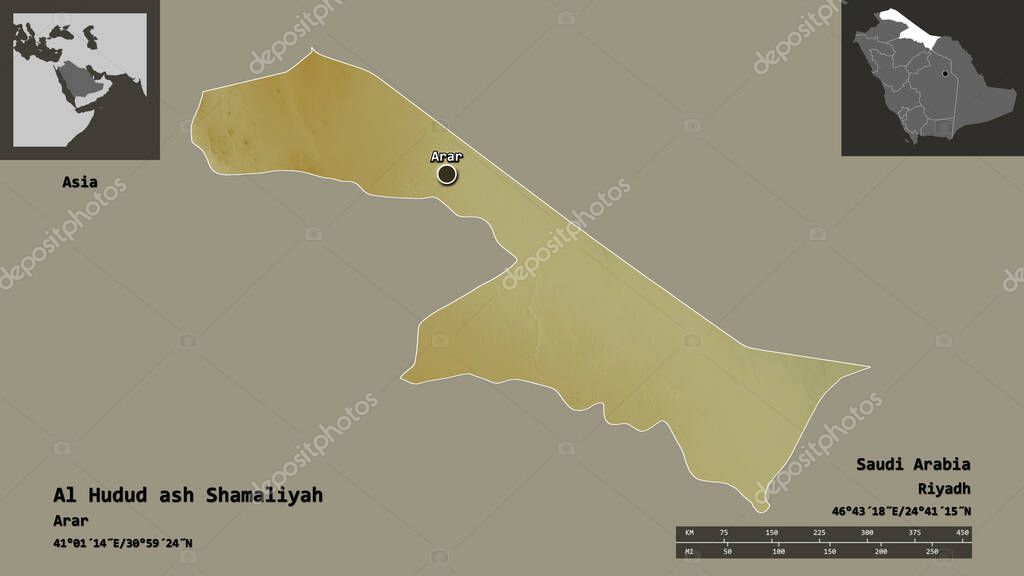 Forma de la ceniza de Al Hudud Shamaliyah, región de Arabia Saudita, y ...