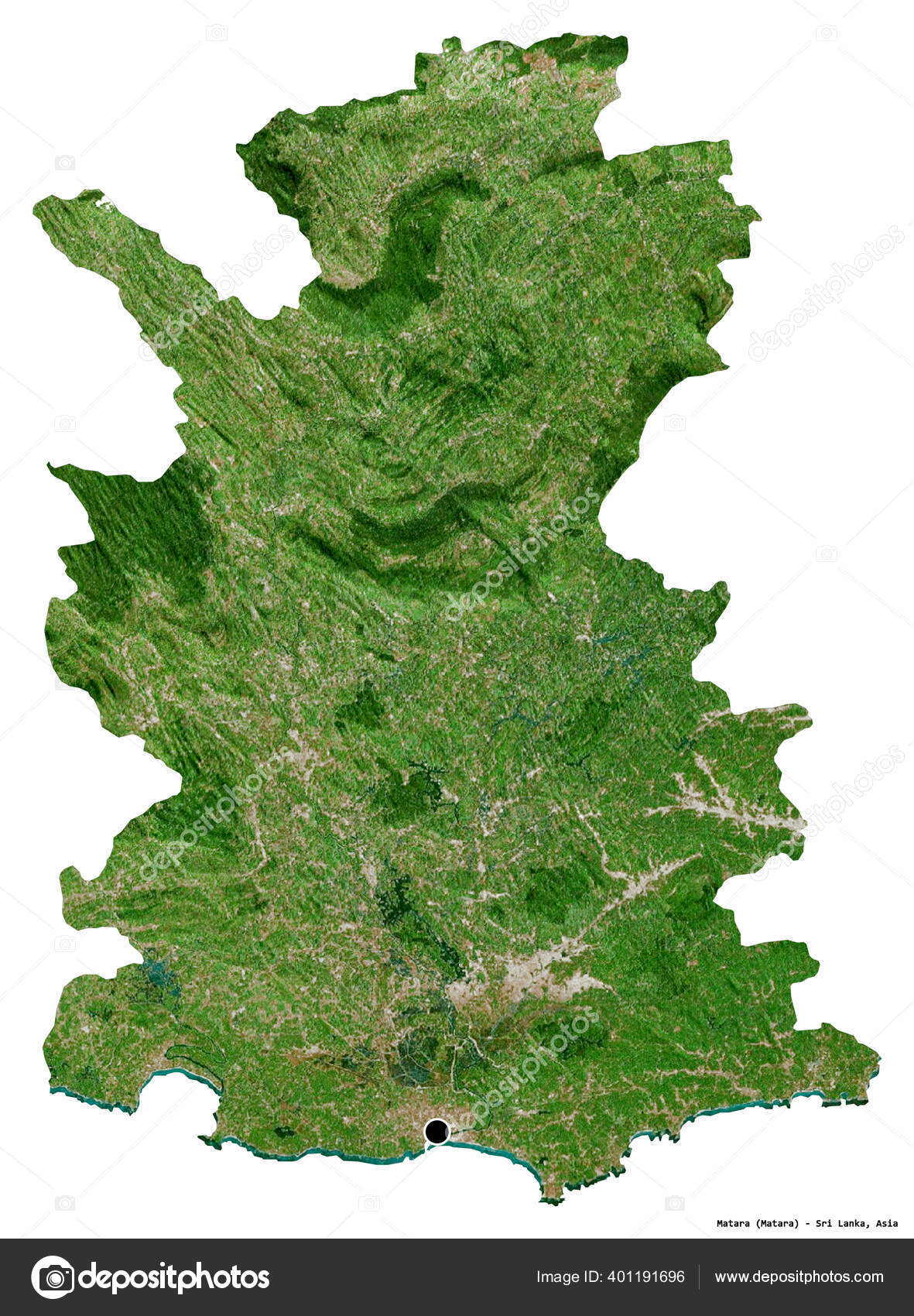 Forma Matara Distrito Sri Lanka Con Capital Aislada Sobre Fondo — Foto ...