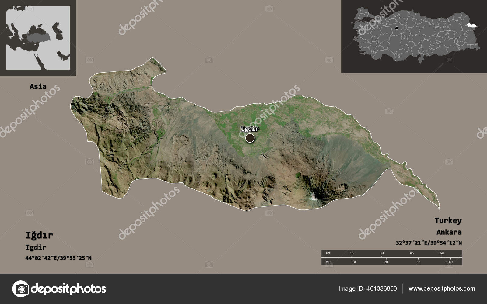 Shape Igdr Province Turkey Its Capital Distance Scale Previews Labels ...