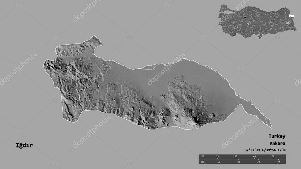 Forma de Igdr, provincia de Turquía, con su capital aislada sobre un ...