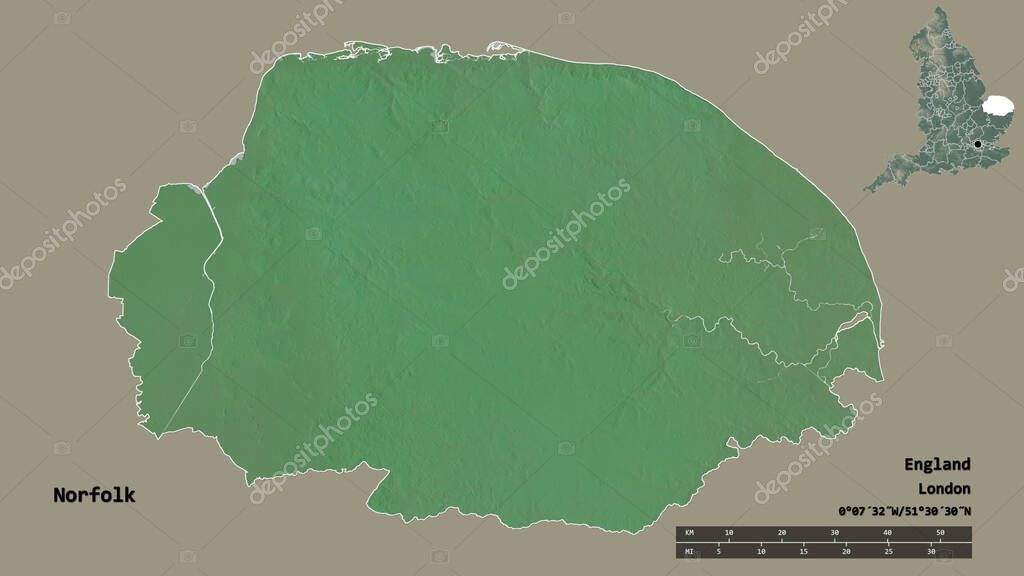 Forma de Norfolk, condado administrativo de Inglaterra, con su capital ...