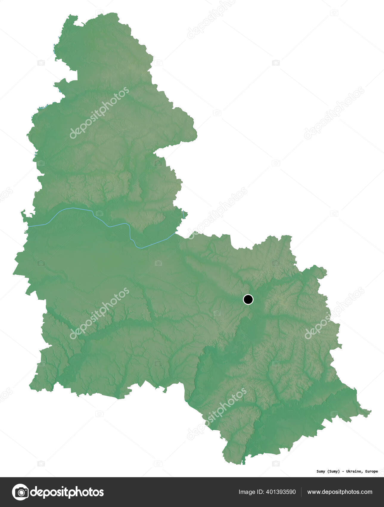 Shape Sumy Region Ukraine Its Capital Isolated White Background ...