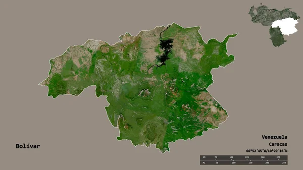 Shape of Bolivar, state of Venezuela, with its capital isolated on ...