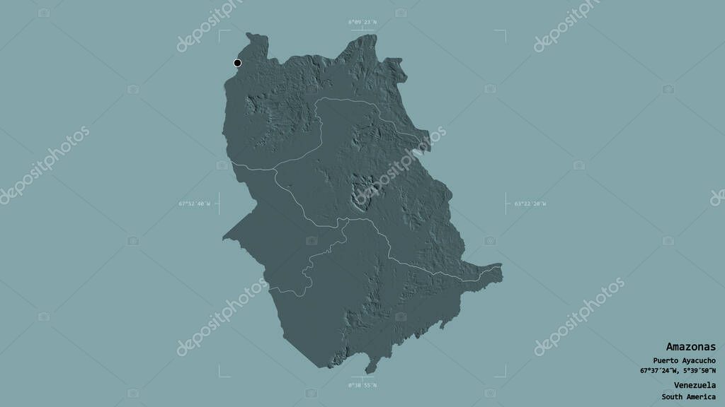 Zona de Amazonas, estado de Venezuela, aislada sobre un fondo sólido en ...