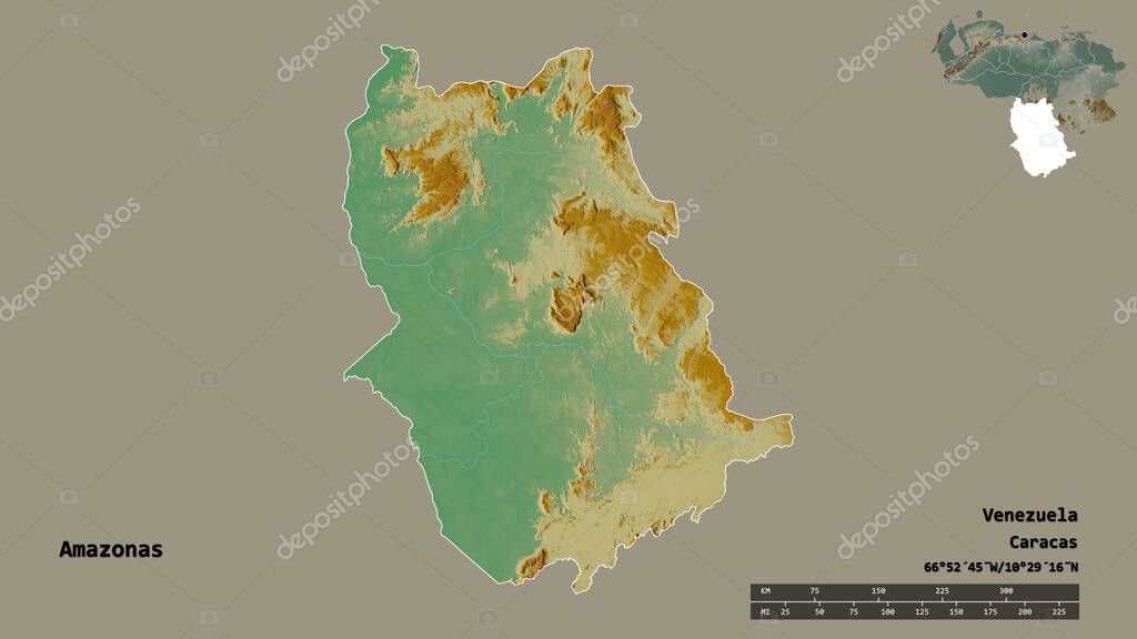 Forma de Amazonas, estado de Venezuela, con su capital aislada sobre un ...