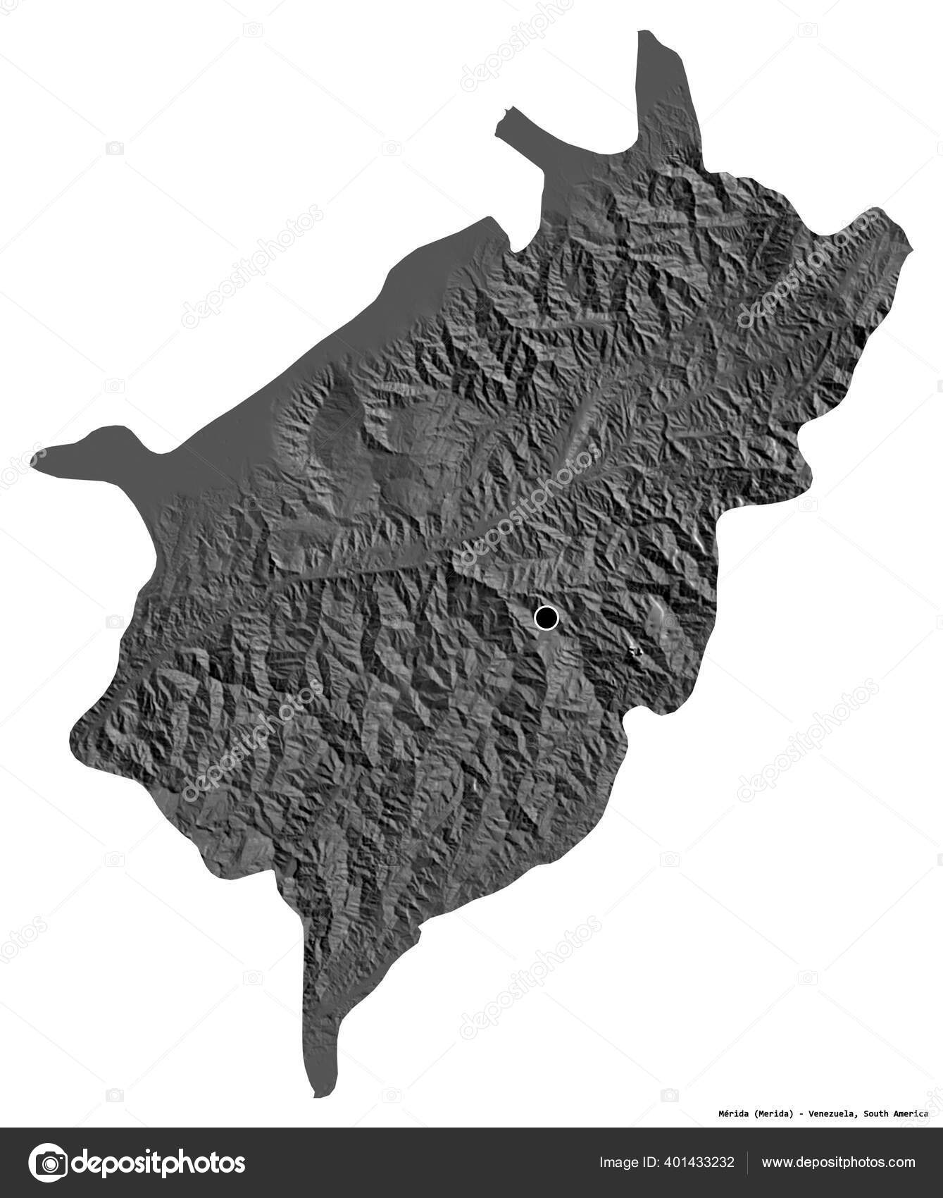 Forma Mérida Estado Venezuela Con Capital Aislada Sobre Fondo Blanco ...