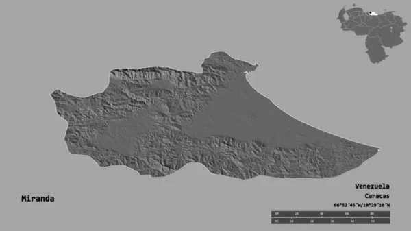 Forma de Miranda, estado de Venezuela, con su capital aislada sobre ...
