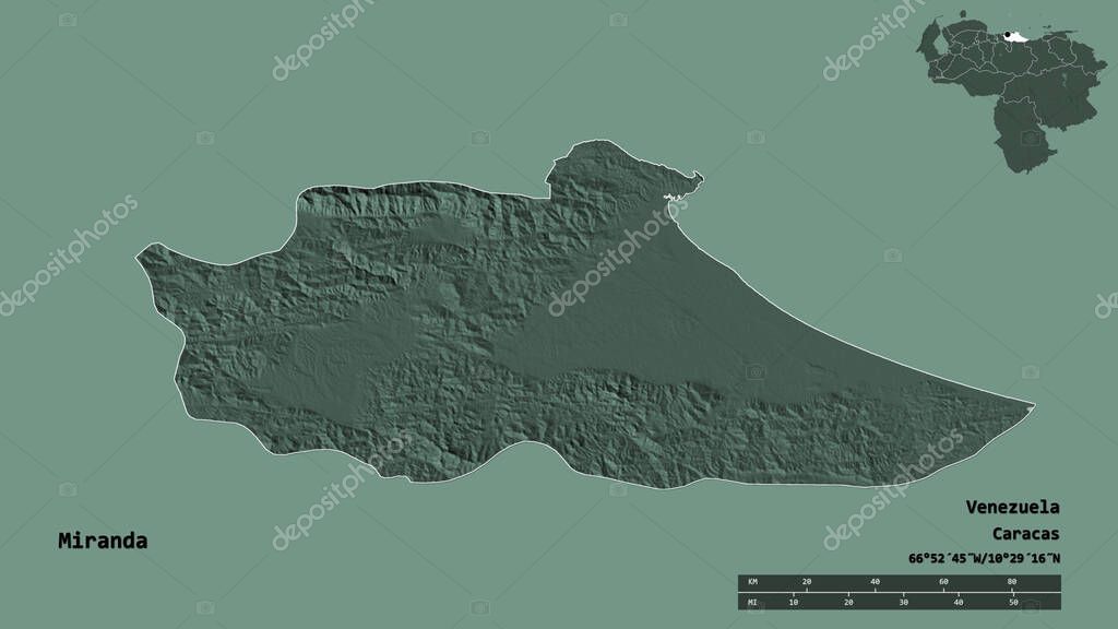 Forma de Miranda, estado de Venezuela, con su capital aislada sobre ...