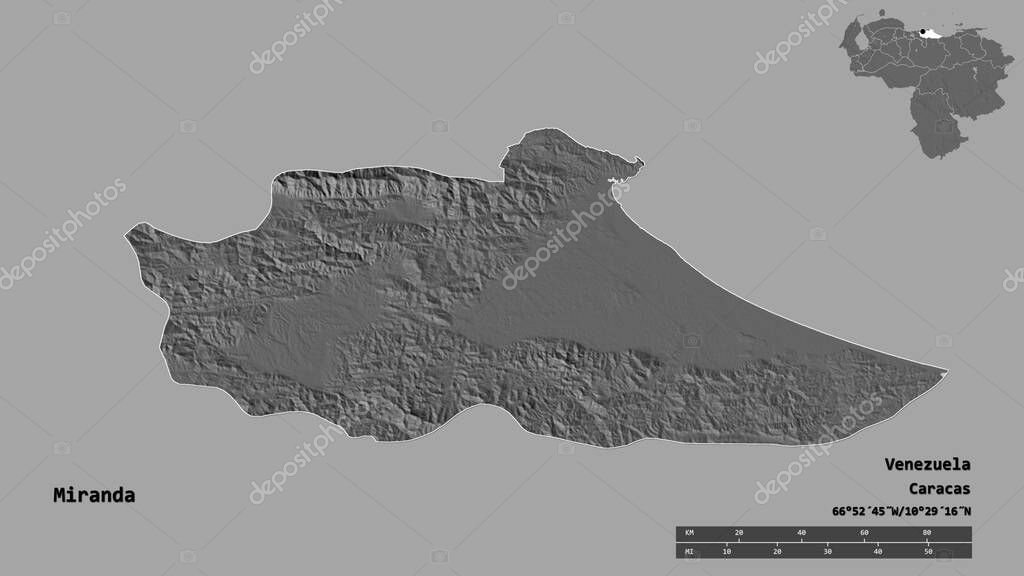 Forma de Miranda, estado de Venezuela, con su capital aislada sobre ...