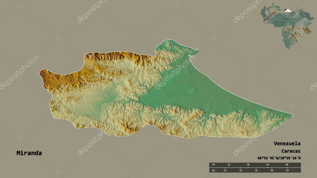 Forma de Miranda, estado de Venezuela, con su capital aislada sobre ...