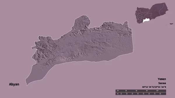Forma de Abyan, provincia de Yemen, con su capital aislada sobre un ...