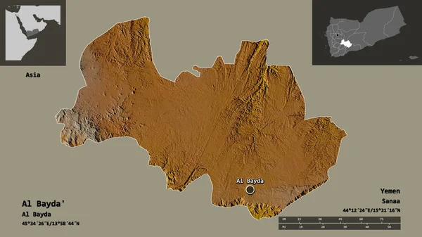 Shape of Al Bayda ', gobernación de Yemen, y su capital. Escala de ...