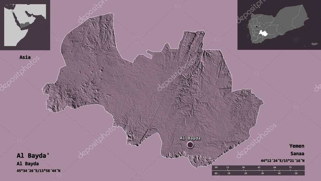 Shape of Al Bayda ', gobernación de Yemen, y su capital. Escala de ...