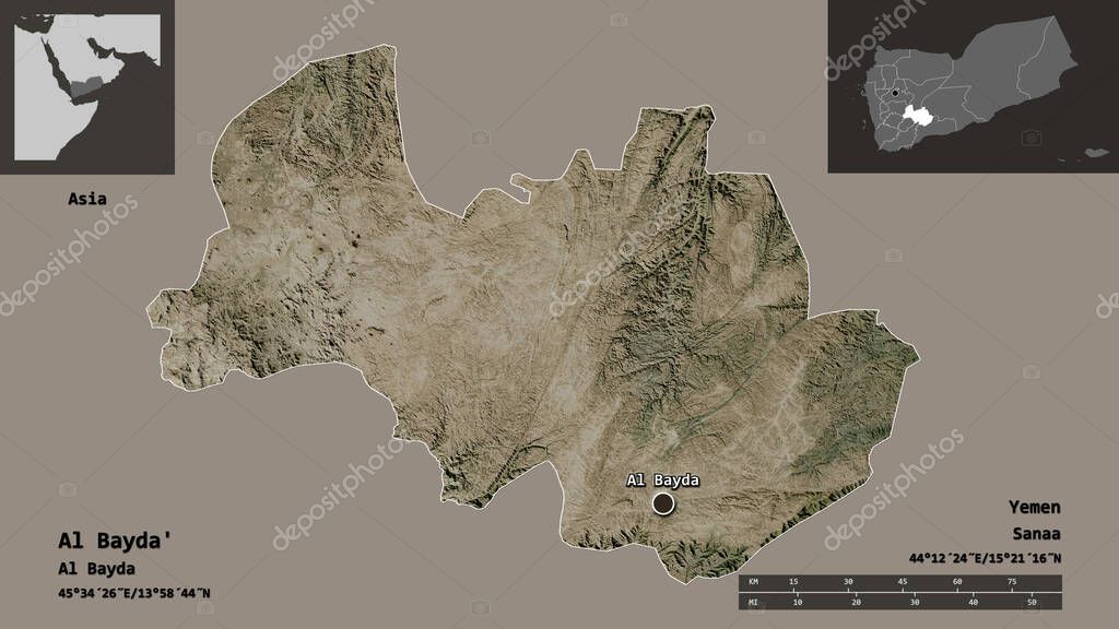 Shape of Al Bayda ', gobernación de Yemen, y su capital. Escala de ...