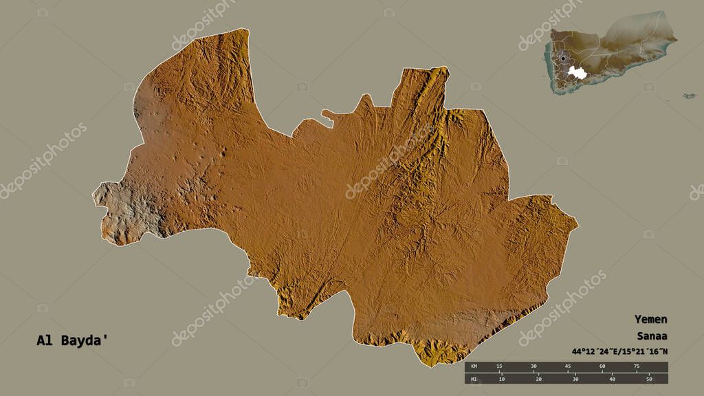 Forma de Al Bayda ', provincia de Yemen, con su capital aislada sobre ...
