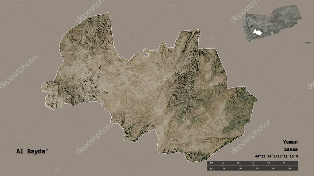 Forma de Al Bayda ', provincia de Yemen, con su capital aislada sobre ...