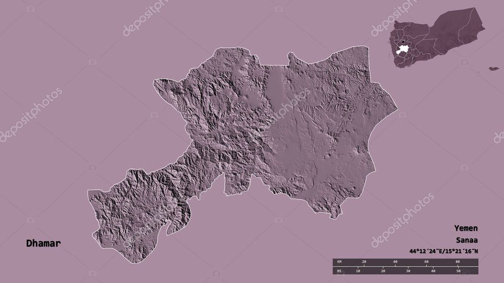 Forma de Dhamar, provincia de Yemen, con su capital aislada sobre un ...