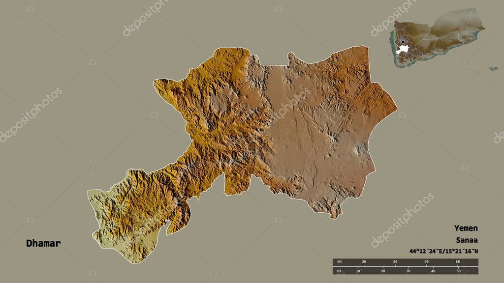 Forma de Dhamar, provincia de Yemen, con su capital aislada sobre un ...