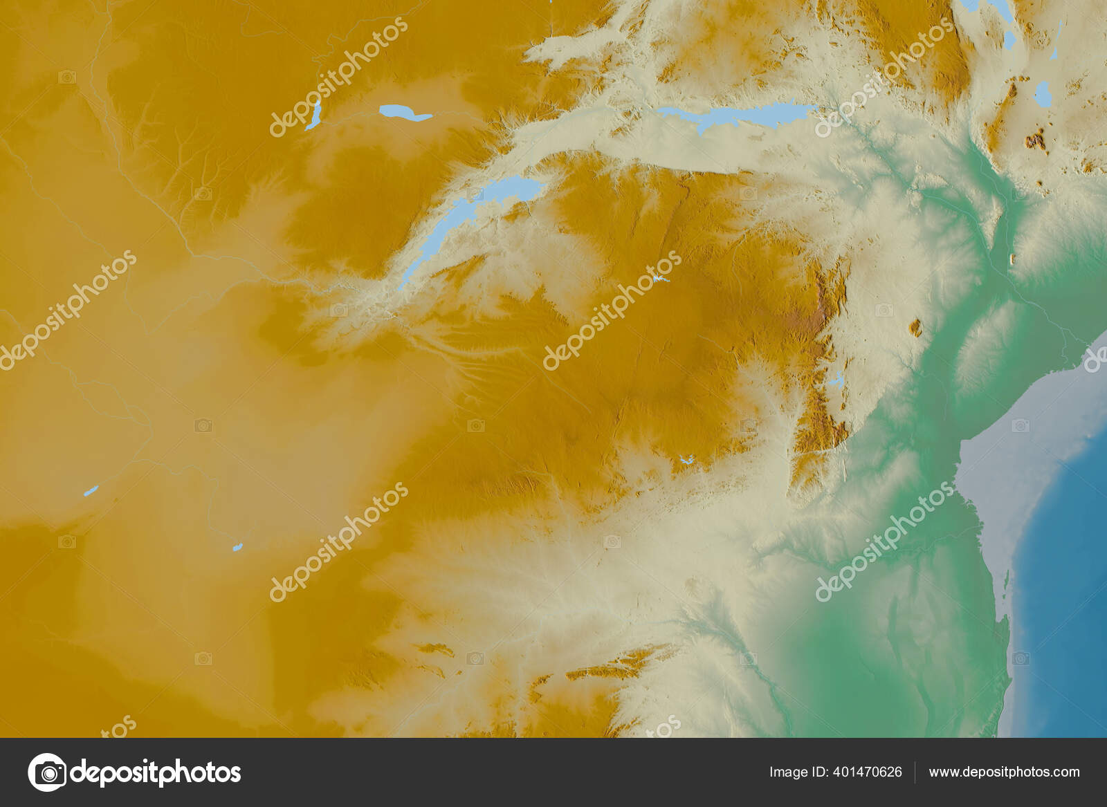 Extended Area Zimbabwe Topographic Relief Map Rendering Stock Photo by ...