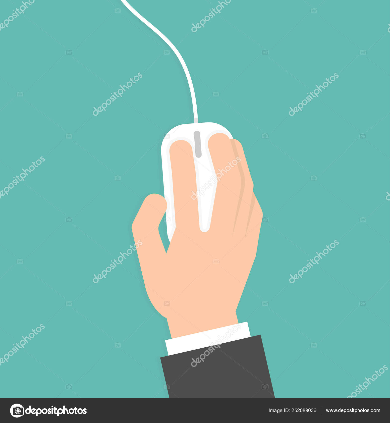 Hand Holding Computer Mouse Vector Illustration Stock Vector by ...