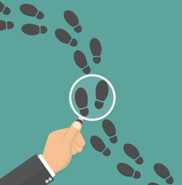 Investigating footsteps with magnifying glass — Stock Vector © royalty ...