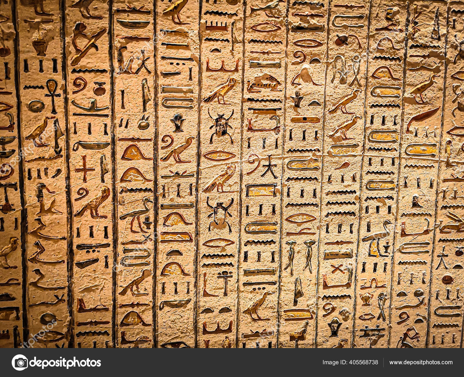 Escrita Egípcia Antiga Hieróglifos Egípcios — Foto © Abrill_ #405568738