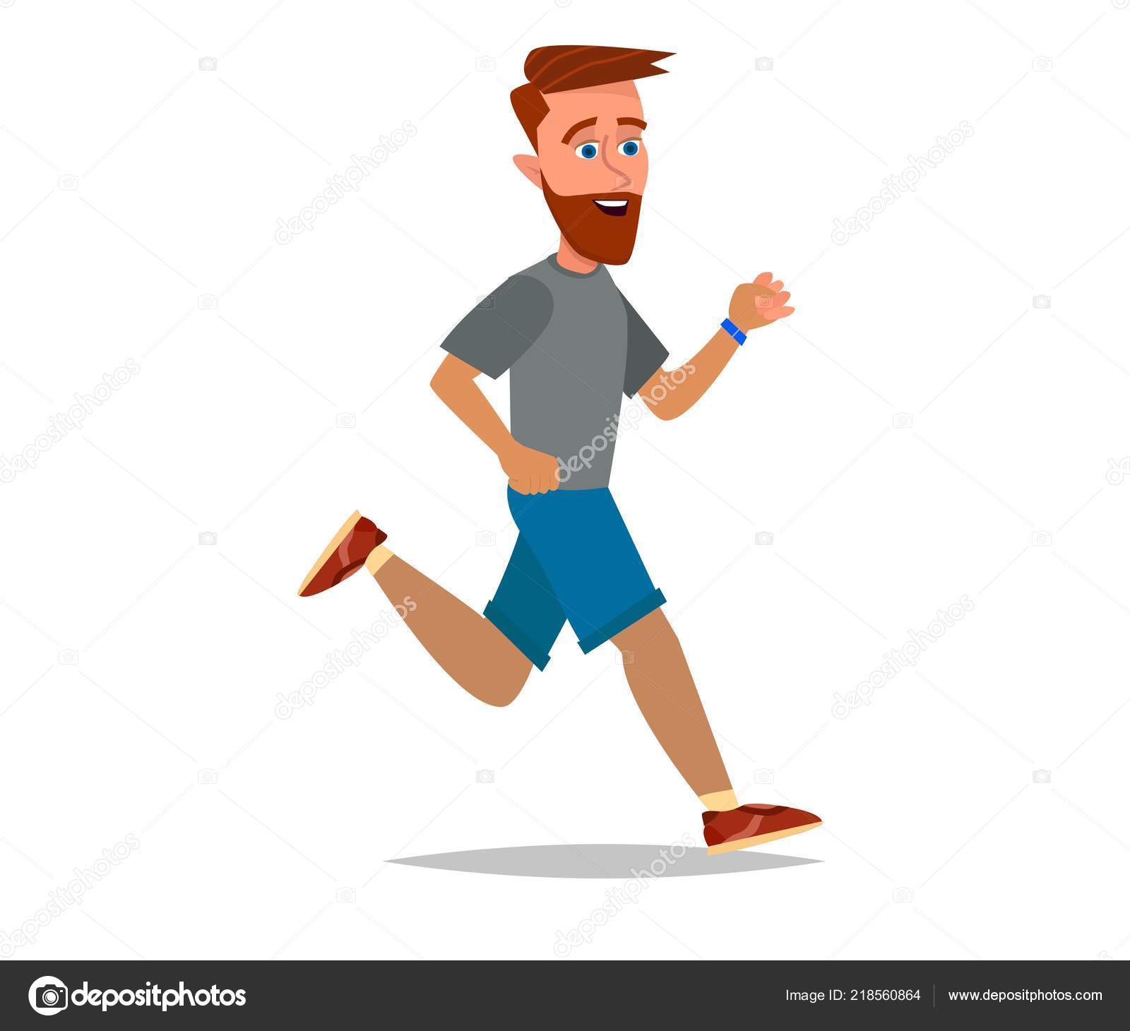One Caucasian Man Runner Jogger Running Jogging Vector Illustration ...
