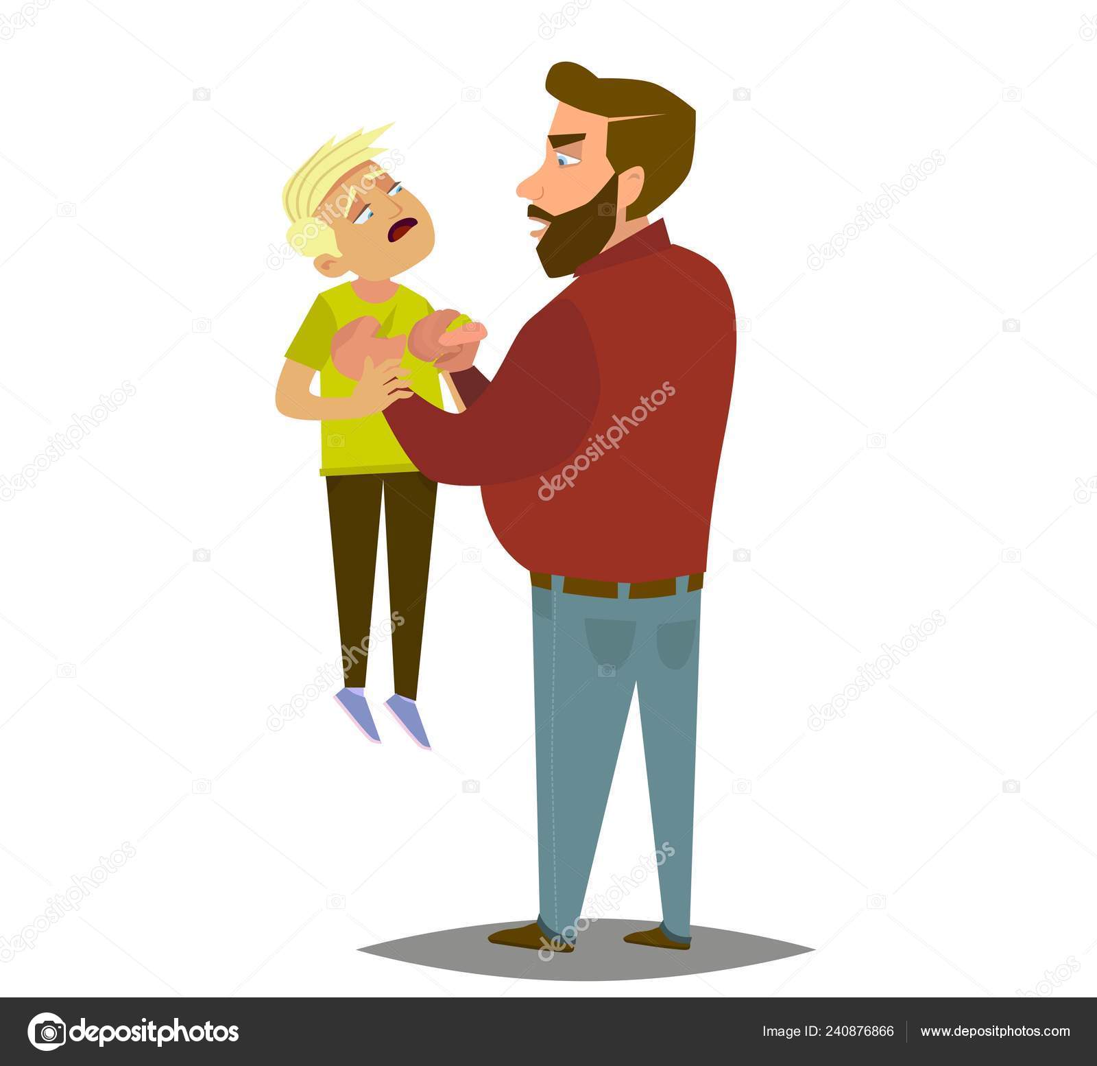 Padre Golpea Sus Hijos Concepto Violencia Abuso Ilustración Vectorial Estilo Vector de stock por ...