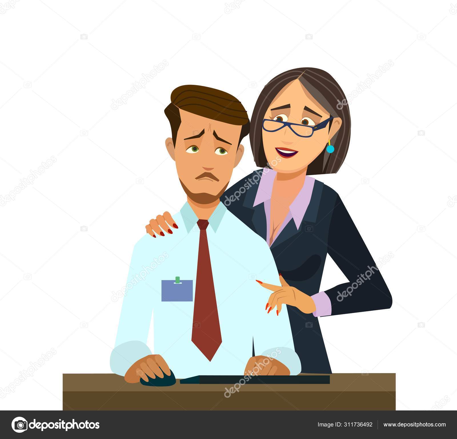 Mujer acosando a un trabajador. acoso sexual en el trabajo, mujer de ...