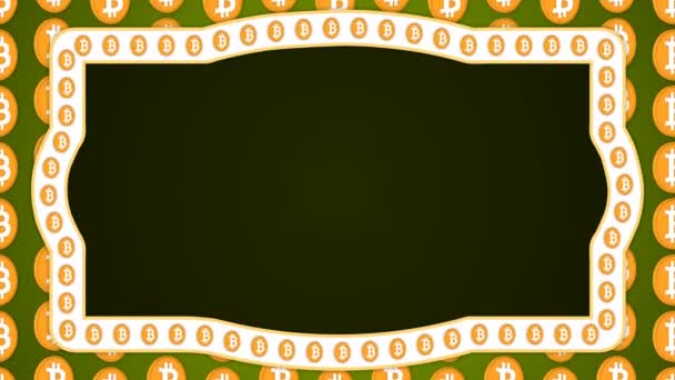 Bitcoin cryptocurrency green background vintage border frame banner ...