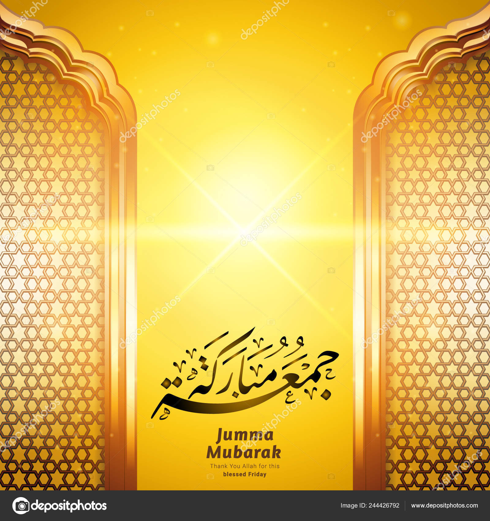 Islamic Vector Design Jamma Mubarak Greeting Card Template Arabic ...